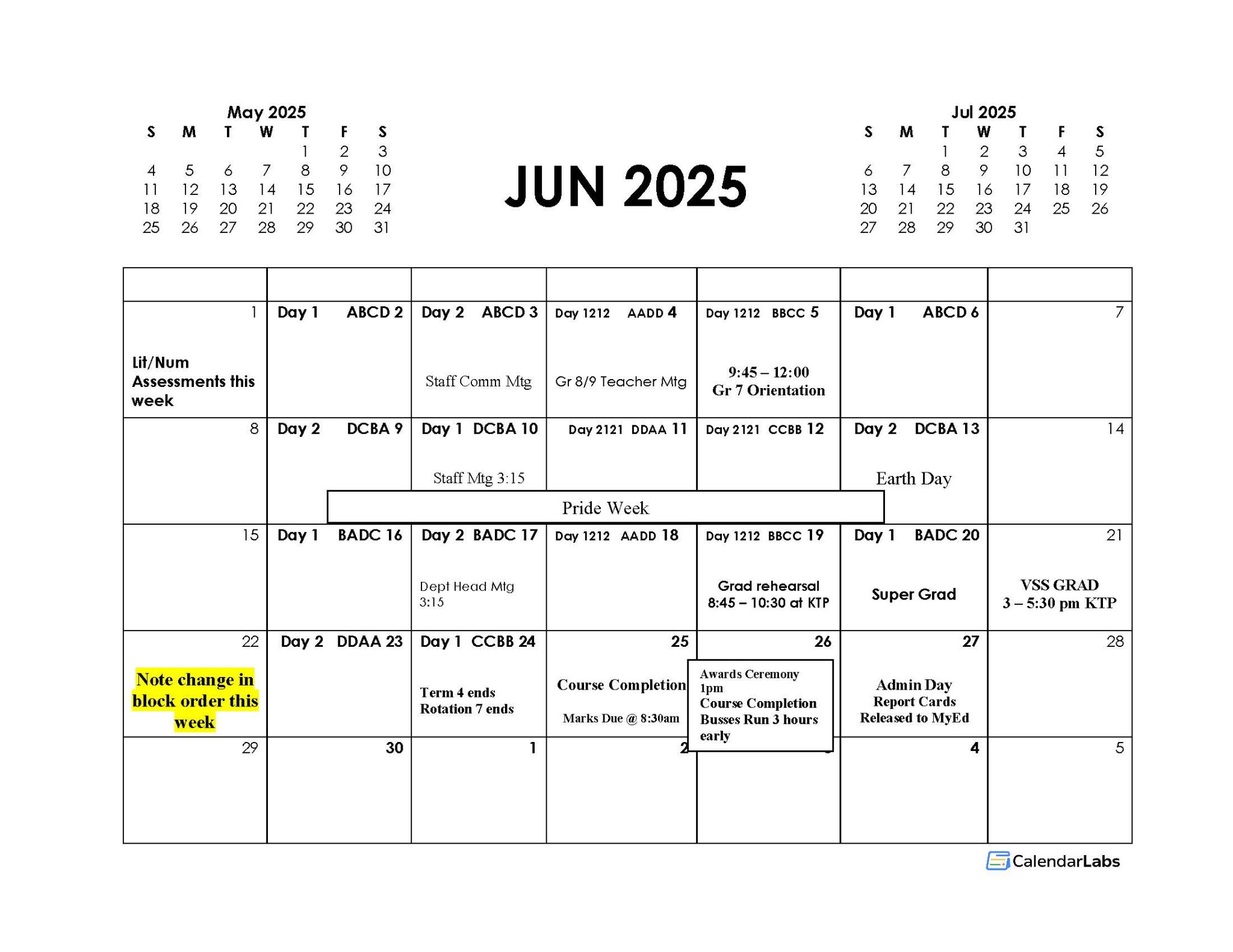 VSS School Calendar - Vernon Secondary